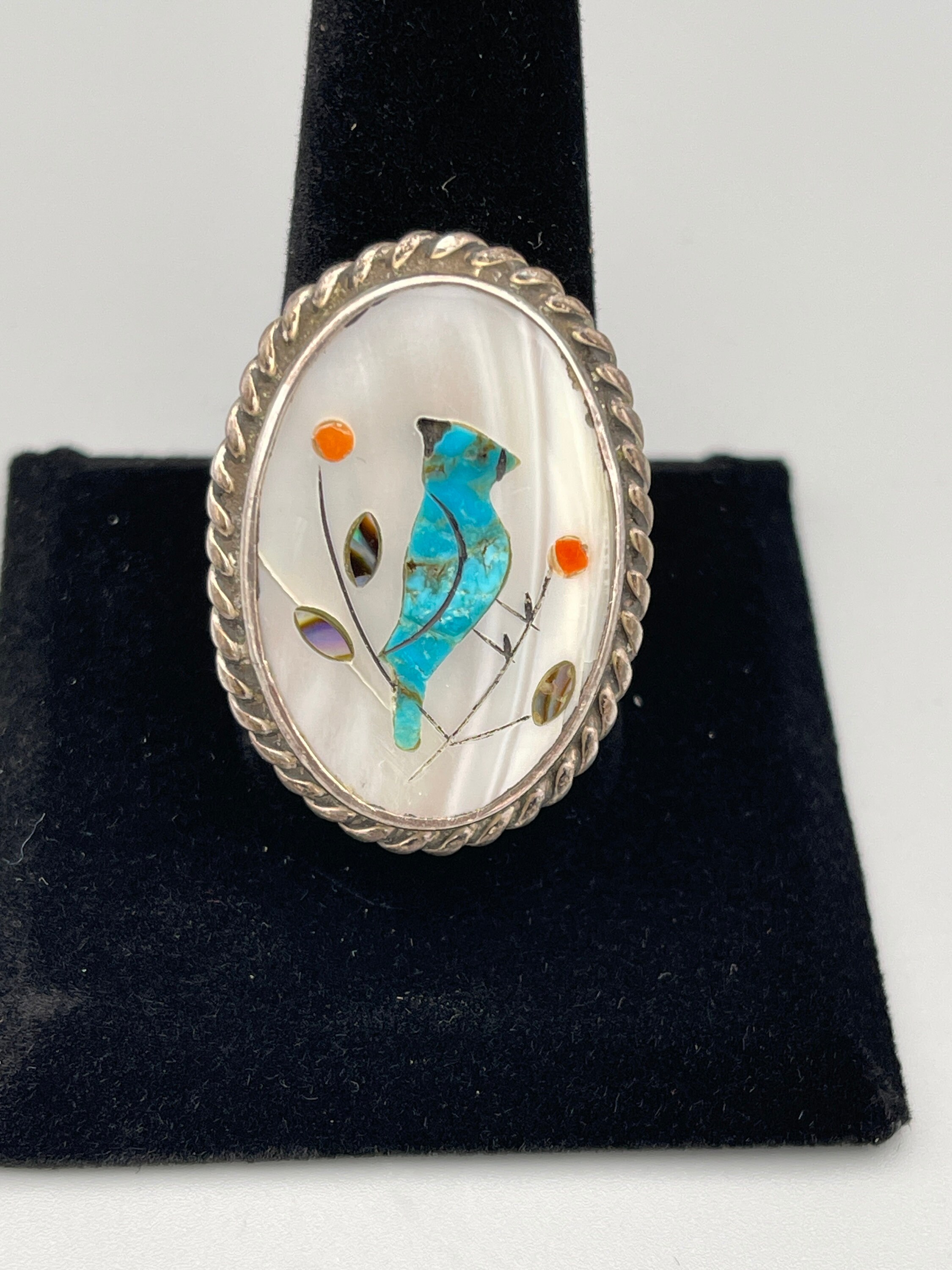 Vintage Zuni Inlaid Bluebird Ring Unmarked Size 11 - Etsy