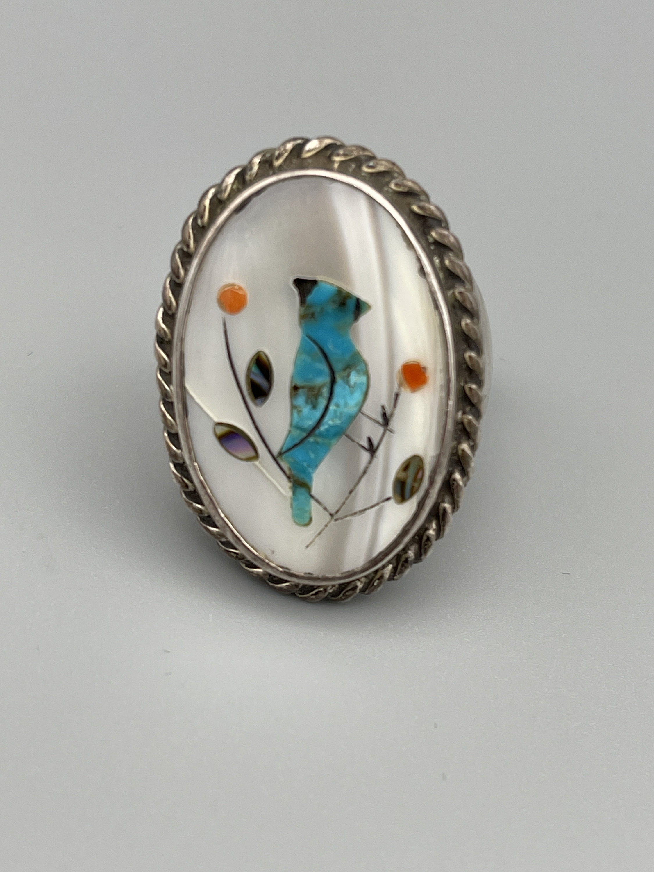 Vintage Zuni Inlaid Bluebird Ring Unmarked Size 11 - Etsy