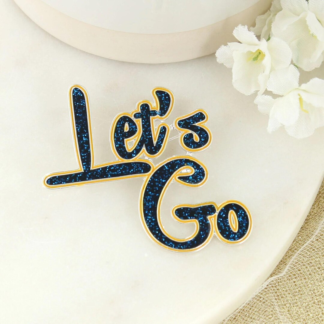 WVU Mountaineer Let's Go Pin Brooch West Virginia University Blue Gold ...