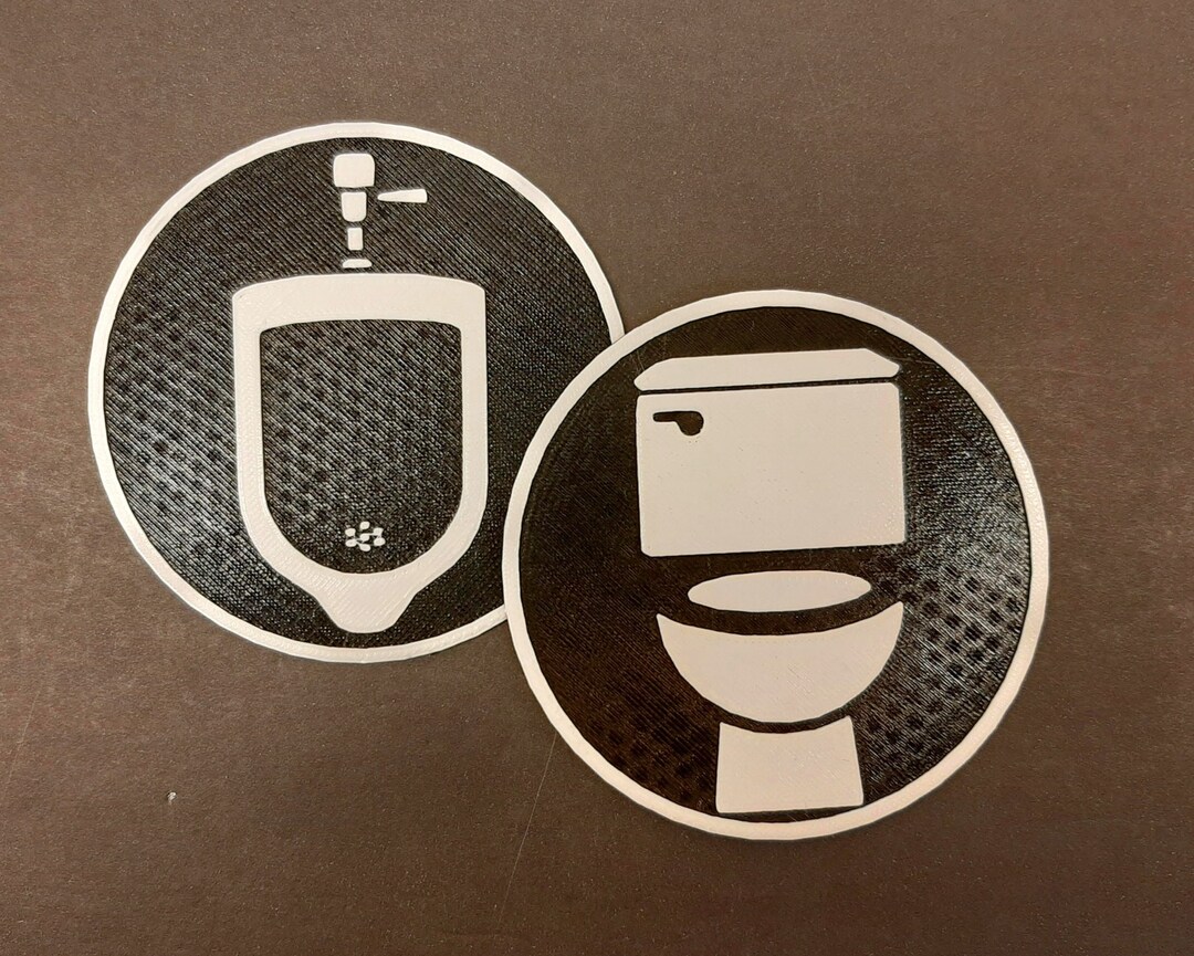 Small Round Urinal or Toilet Sign for Labeling Bathrooms and Restrooms ...