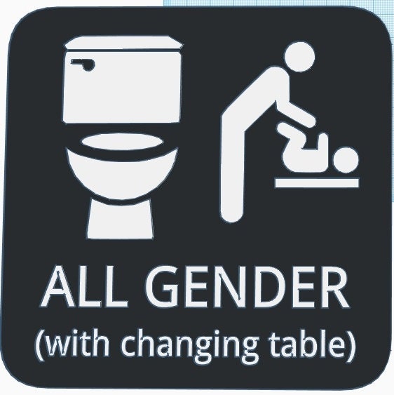 ALL GENDER Bathroom Restroom Sign Gender Neutral With Changing Table ...