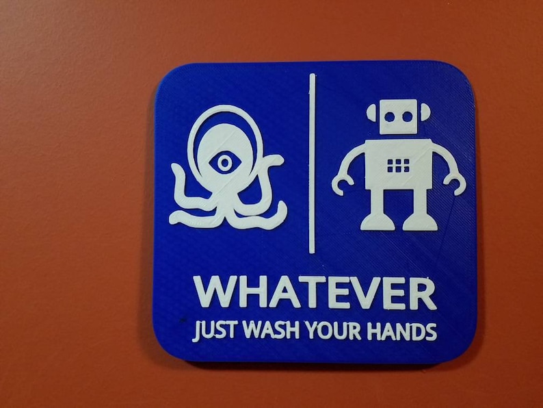 Alien Robot Gender Neutral Bathroom Restroom Sign Whatever - Etsy
