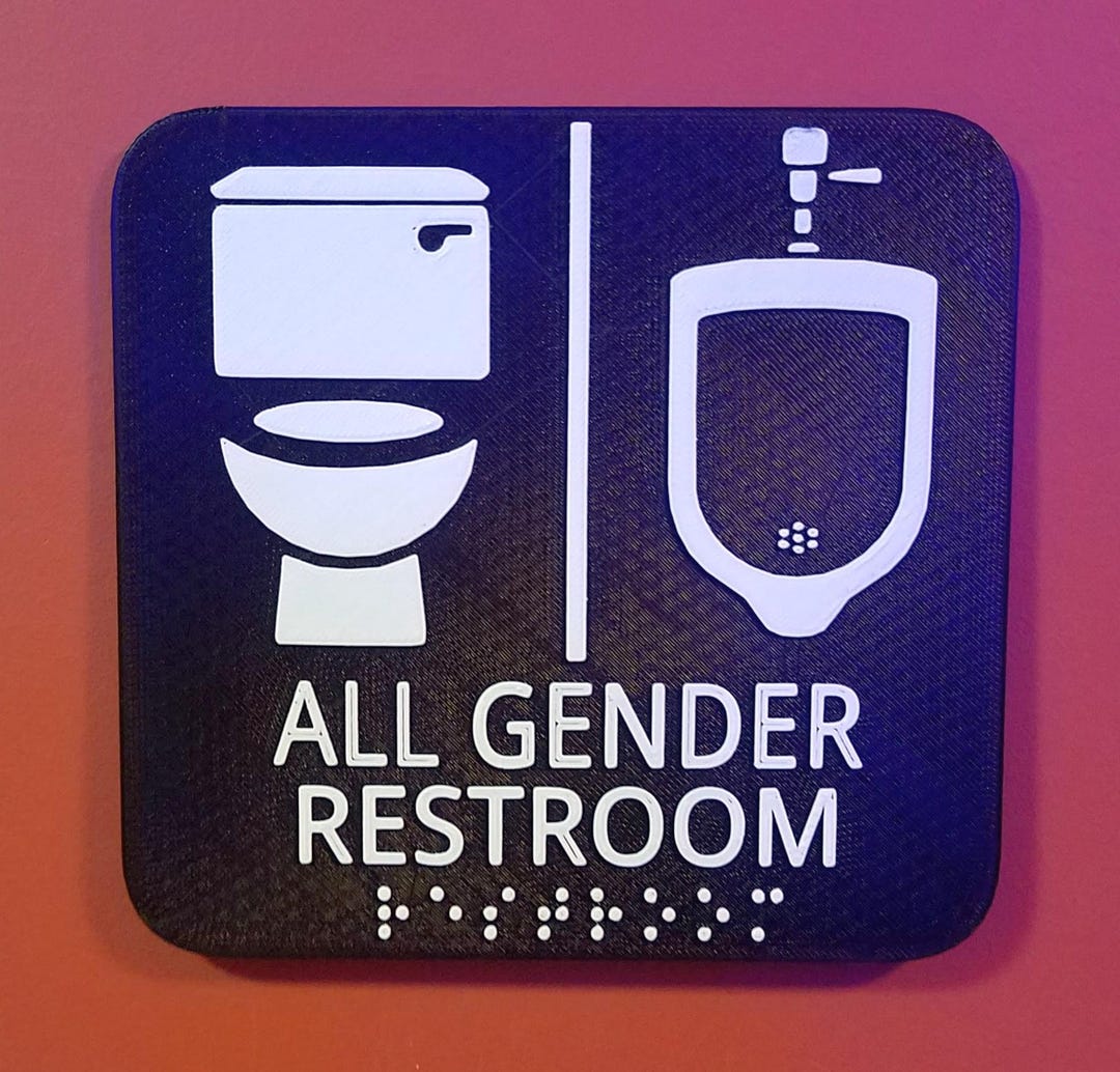 All Gender Bathroom 3D Printed Restroom Sign - Etsy