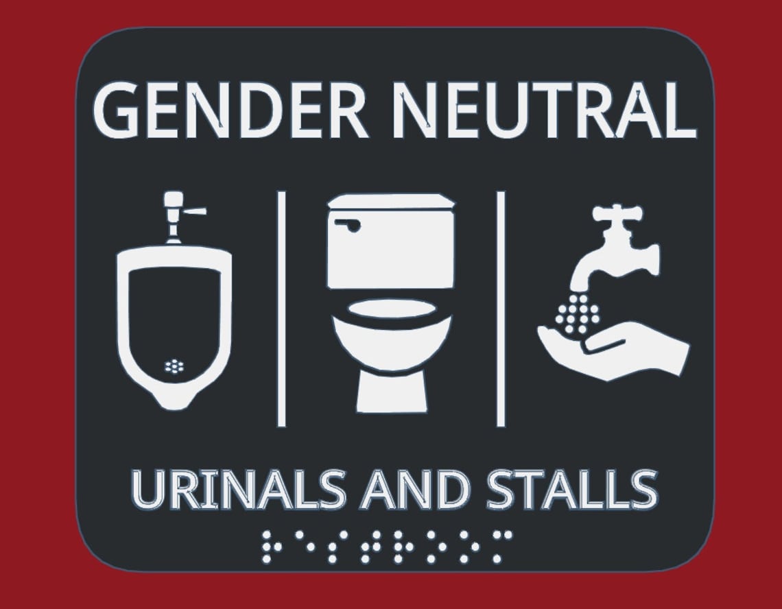 Gender Neutral Bathroom URINALS AND STALLS Restroom Sign - Etsy