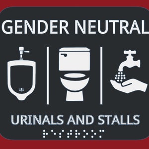 Gender Neutral Bathroom URINALS AND STALLS Restroom Sign - Etsy