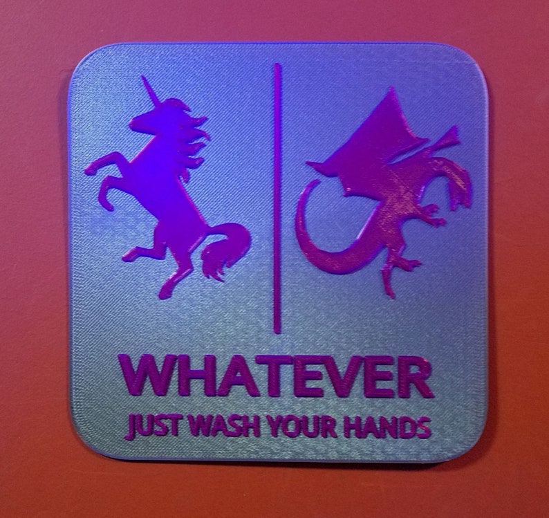 Unicorn Dragon Gender Neutral Bathroom Restroom Sign Whatever - Etsy