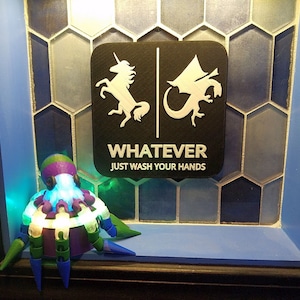 Unicorn Dragon Gender Neutral Bathroom Restroom Sign Whatever Just Wash ...