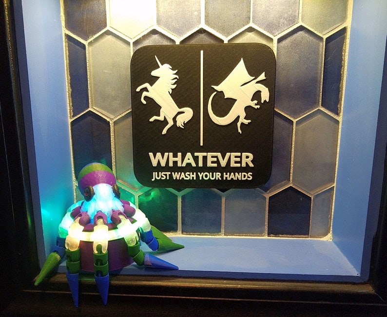 Unicorn Dragon Gender Neutral Bathroom Restroom Sign Whatever - Etsy