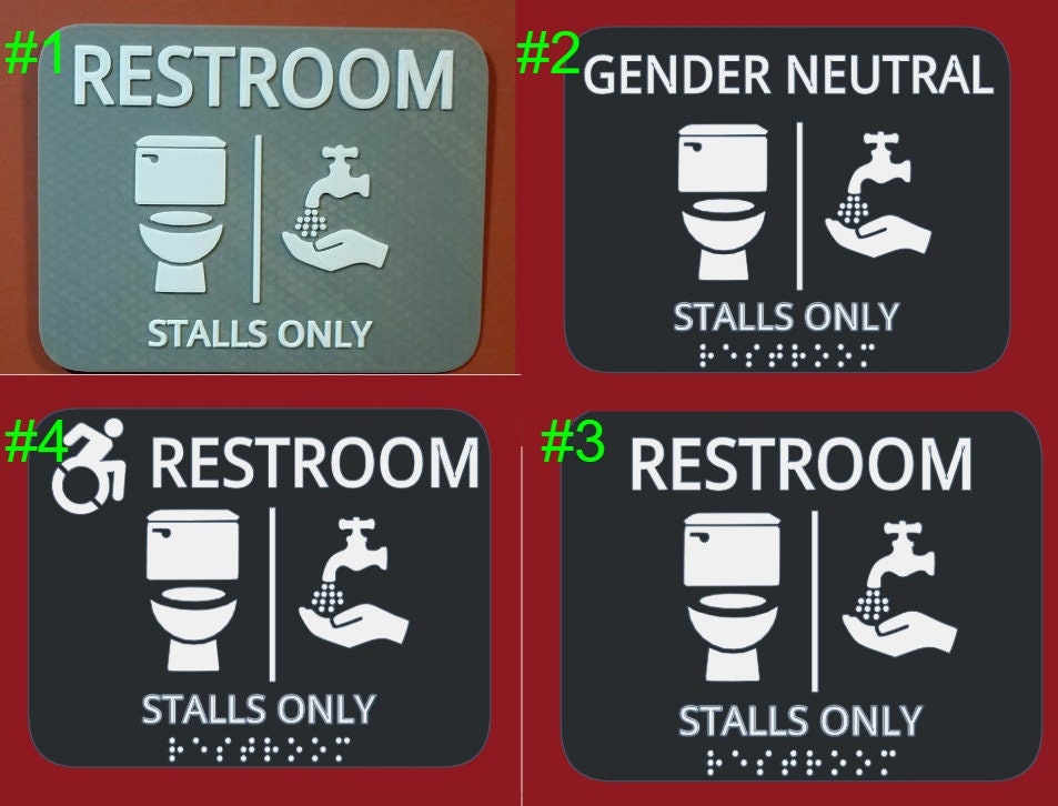 Gender Neutral Bathroom STALLS ONLY Restroom Sign - Etsy
