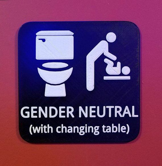 ALL GENDER Bathroom Restroom Sign Gender Neutral With Changing | Etsy