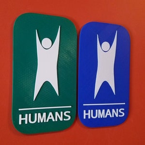 HUMANS Bathroom Sign 3D Printed Gender Neutral Restroom - Etsy