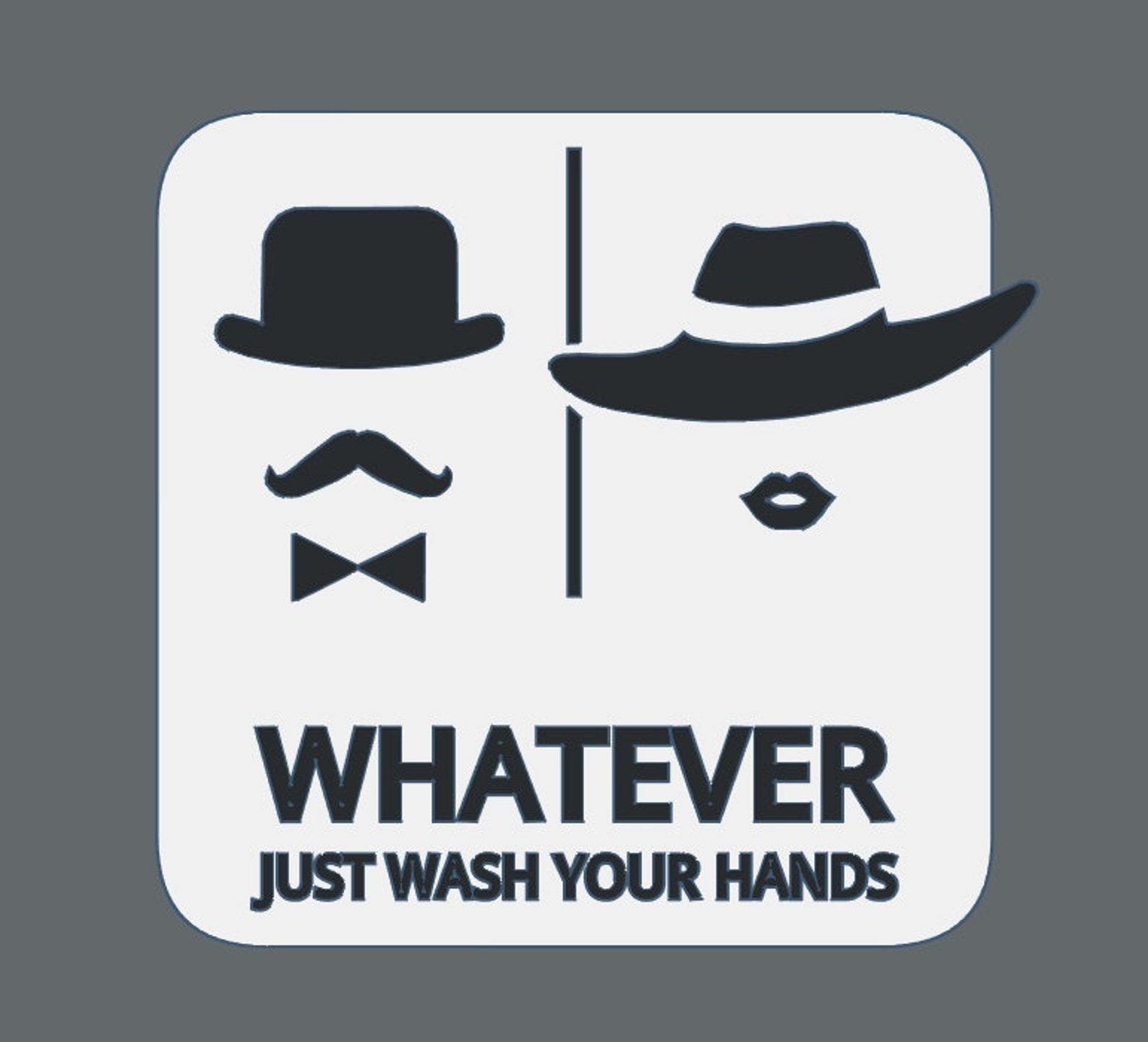 Man Woman With Hats Bathroom Restroom Sign Whatever Just Wash - Etsy