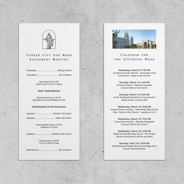 Lds Sacrament Meeting Program Template - Etsy