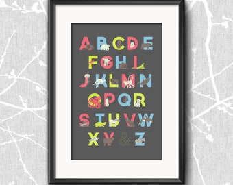 Animal Alphabet Poster Small | Etsy