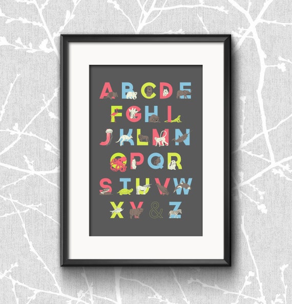 Animal Alphabet Poster Medium | Etsy