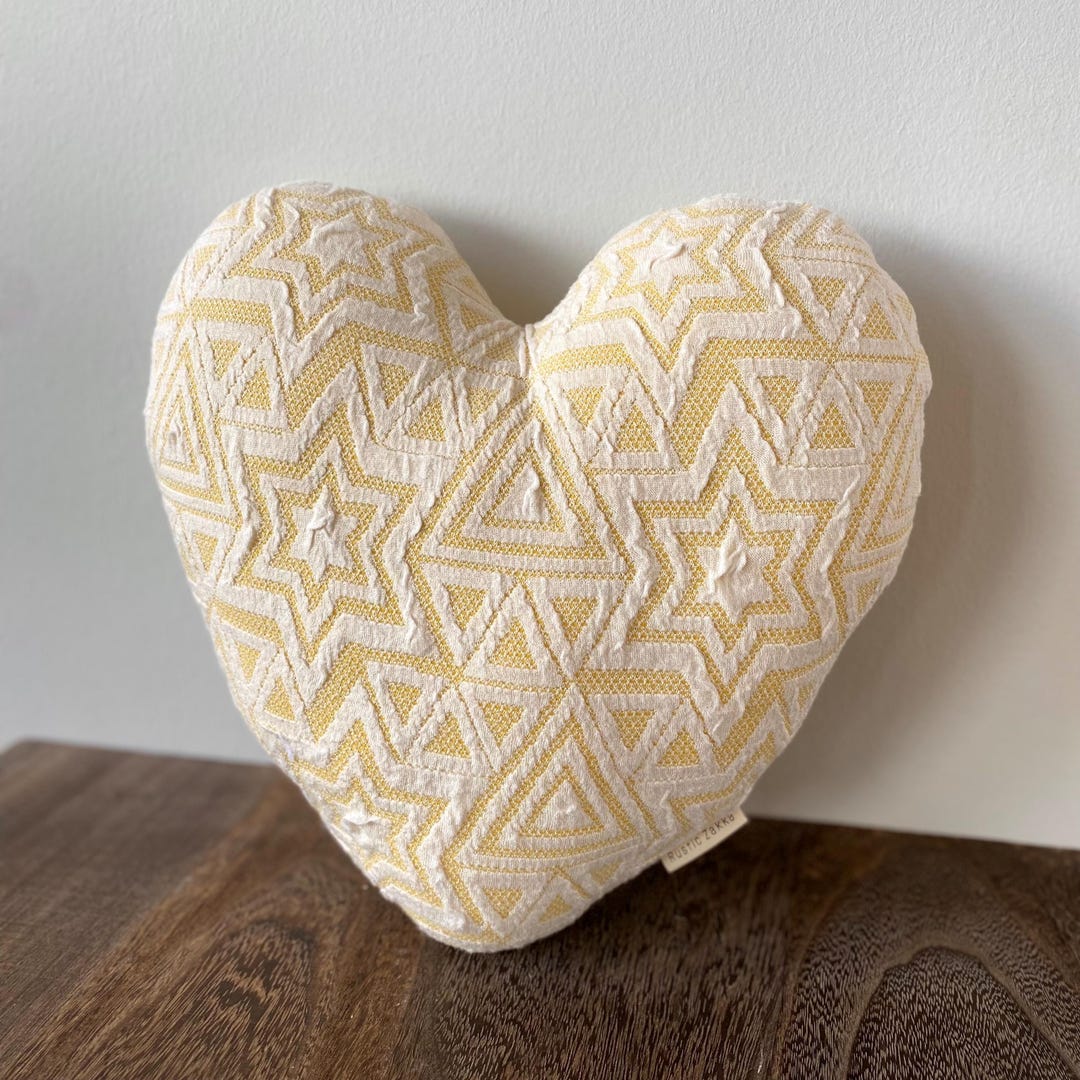 Yellow Geo Patten Knit Heart-shaped Pillow Cushion - Etsy