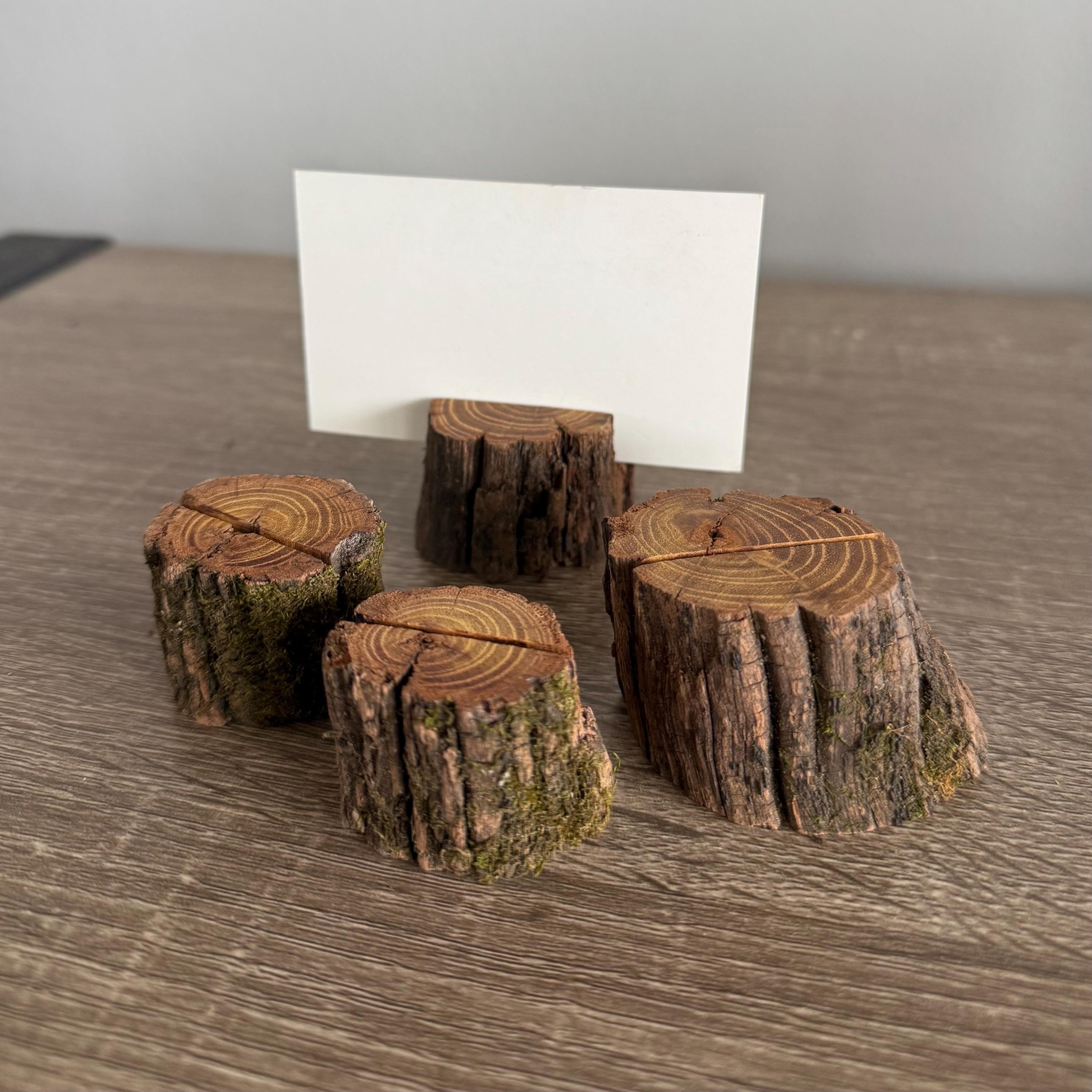 Mini Rustic Natural Wood Card Holder (4 Piece Set) - Etsy