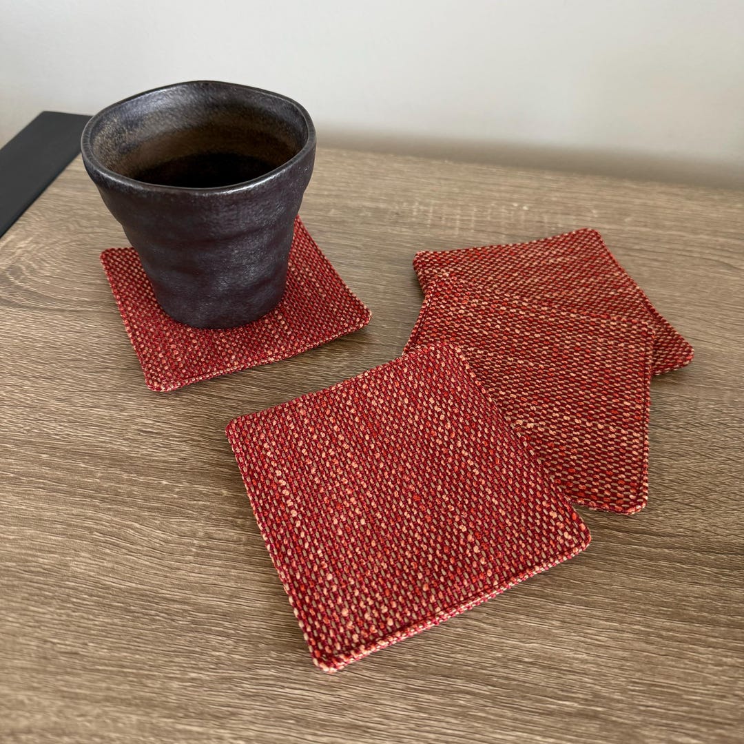 Burgundy Fabric Drink Coasters 4-pack - Etsy