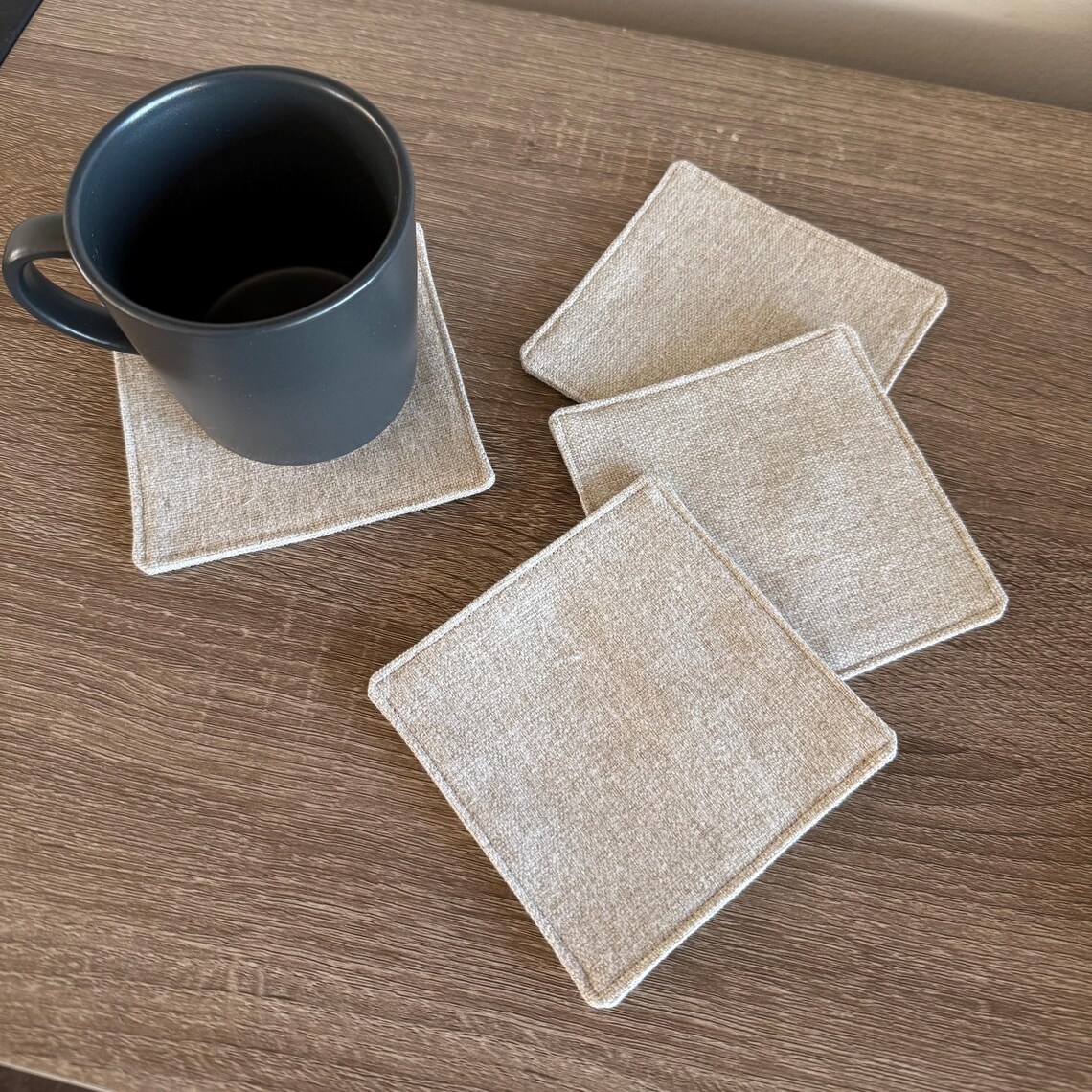 Natural Heathered Color Fabric Drink Coasters 4-pack - Etsy