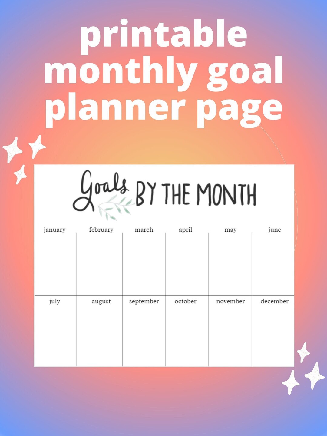 Printable Monthly Goals Planner Page [instant PDF Download] - Etsy