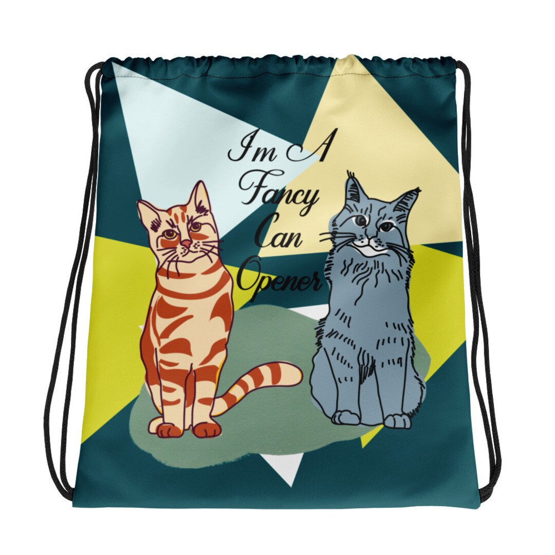 Cat Drawstring Bag, Cat Humor, Abstract Design, Cat Owner Humor, Pet ...