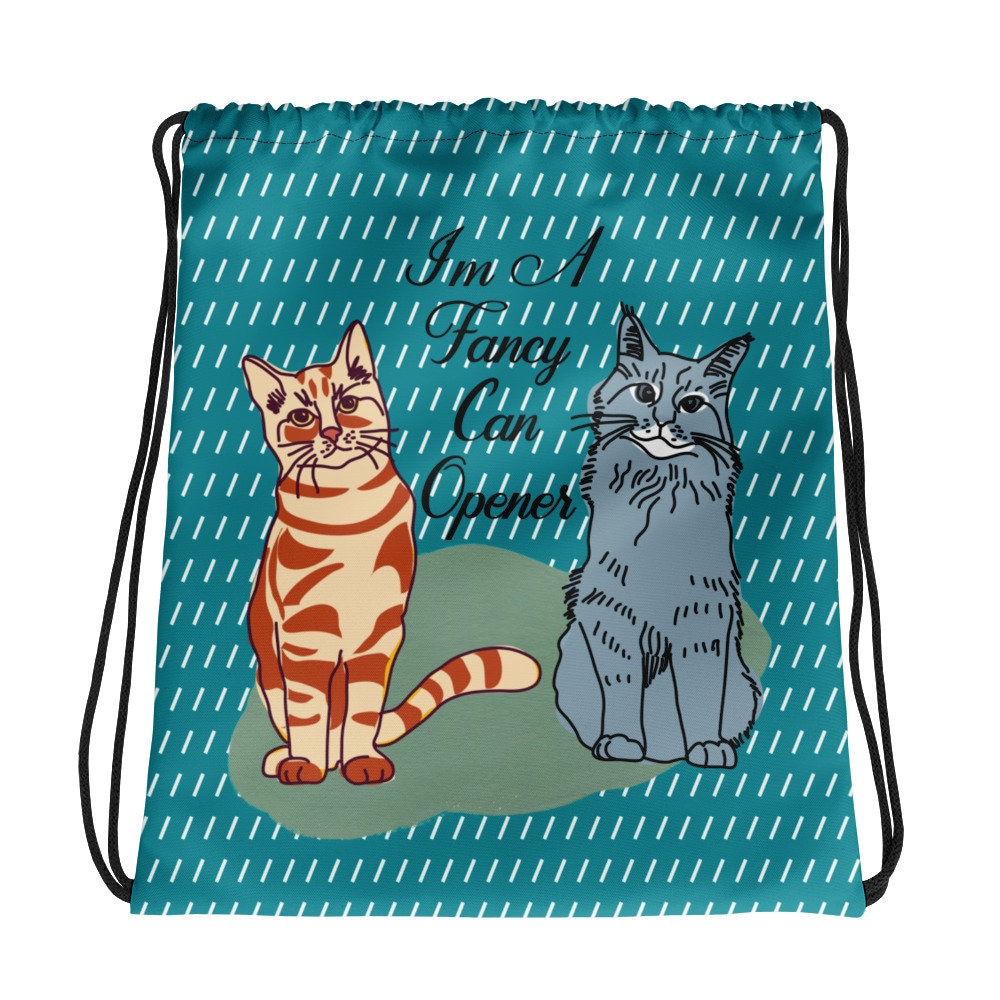 Cat Drawstring Bag Cat Humor Pet Sitter Cat Owner Humor Owned by Cat Funny Cat Bag All Over ...