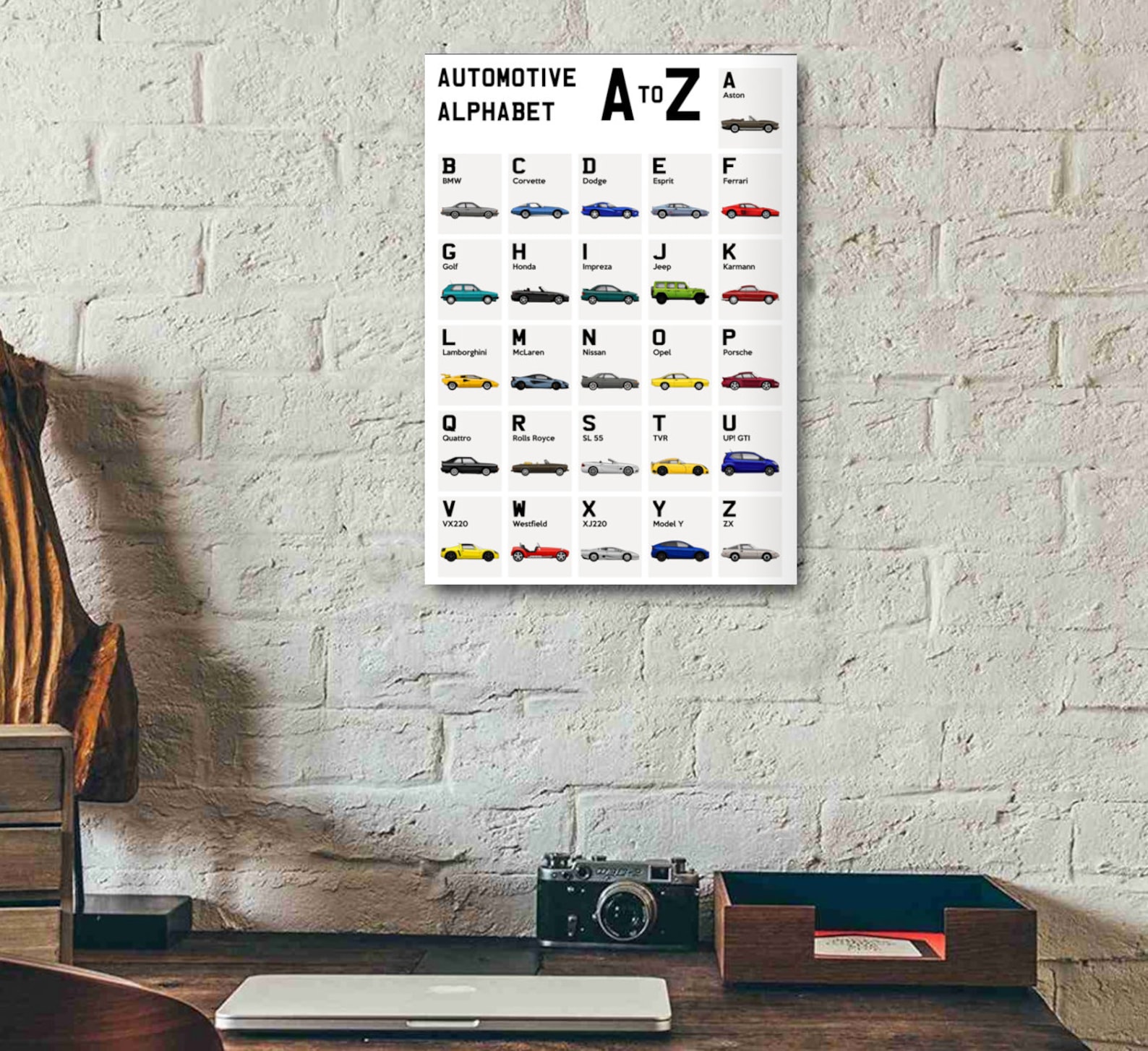 A2 POSTER - AUTOMOTIVE ALPHABET - Car A-Z - Etsy