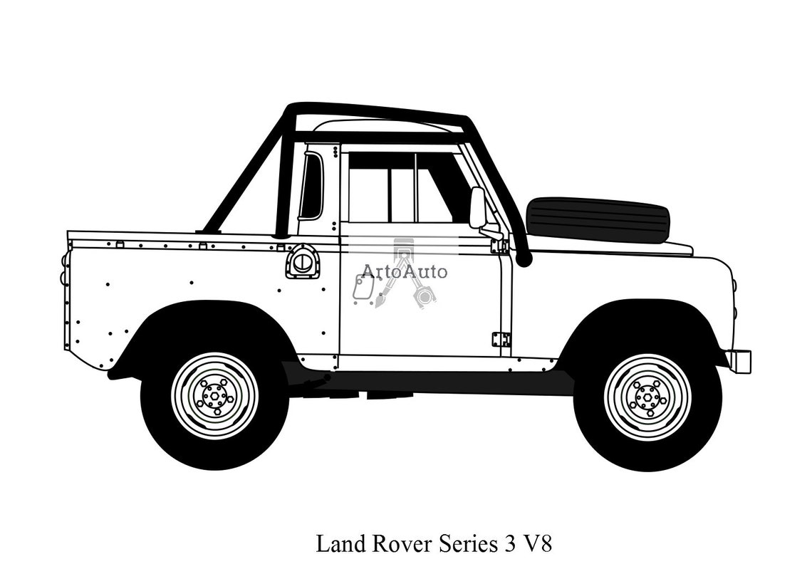 Land Rover Series 3 V8 Outline Vector .SVG .PDF .png - Etsy UK