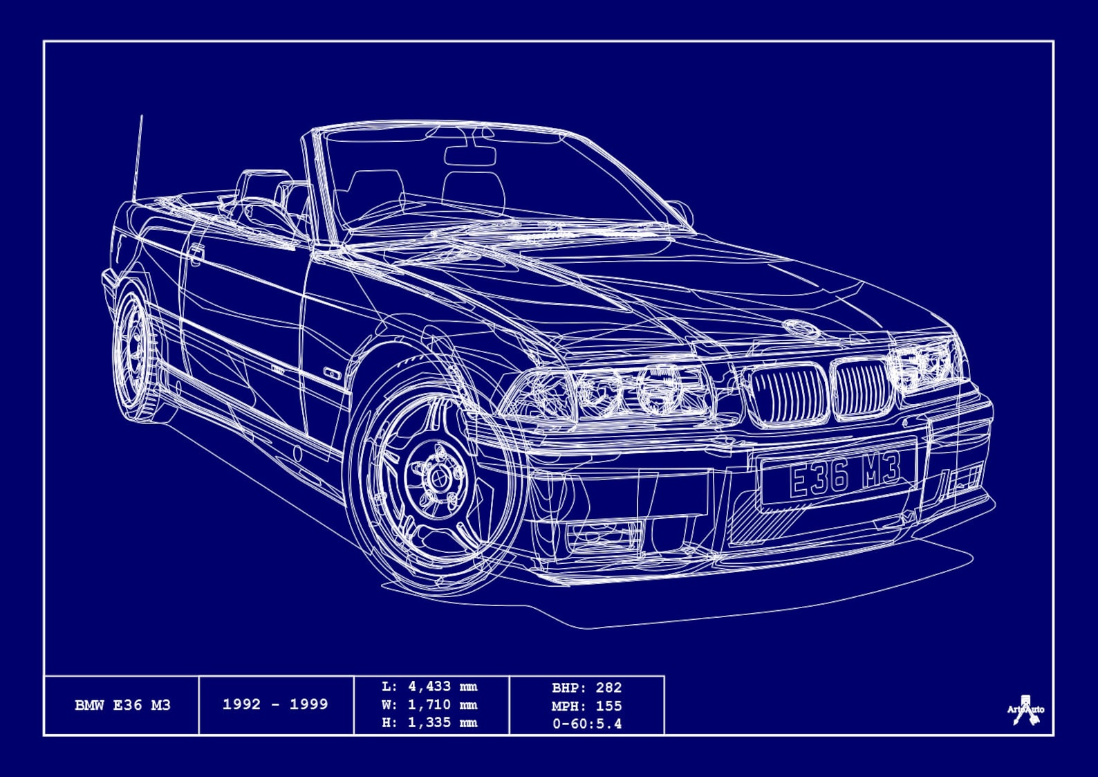 POSTER BMW E36 M3 BLUEPRINT Vector Art Highly Detailed - Etsy UK