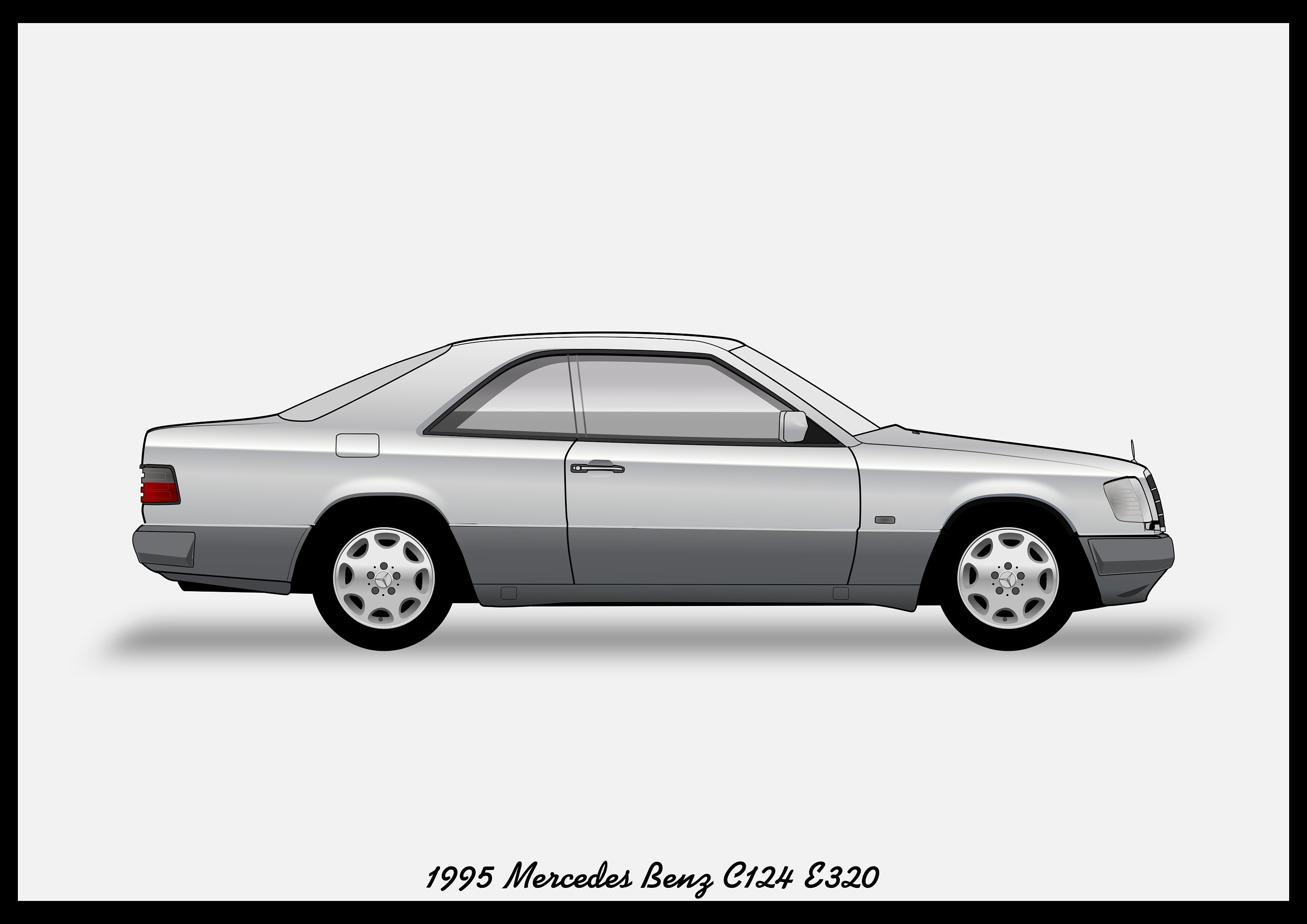 POSTER Mercedes E320 Coupe W124 Vector Art | Etsy