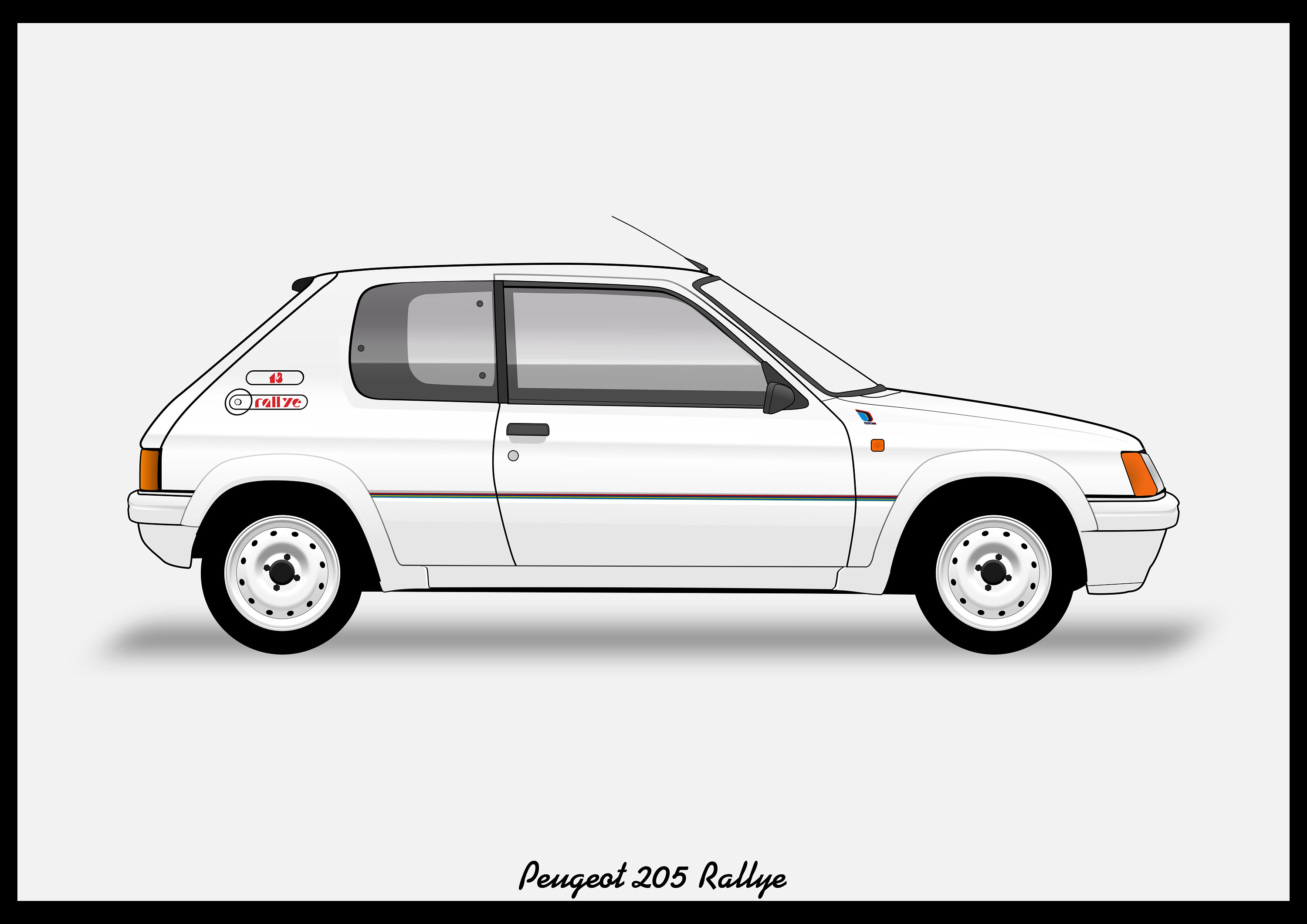 PEUGEOT 205 RALLYE - Colour Vector File Download - .PDF, .svg, .png - Etsy