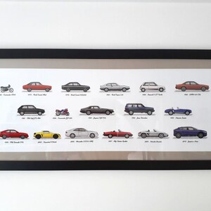 Personalised Car History Poster - Digital Drawing and Print of Your ...