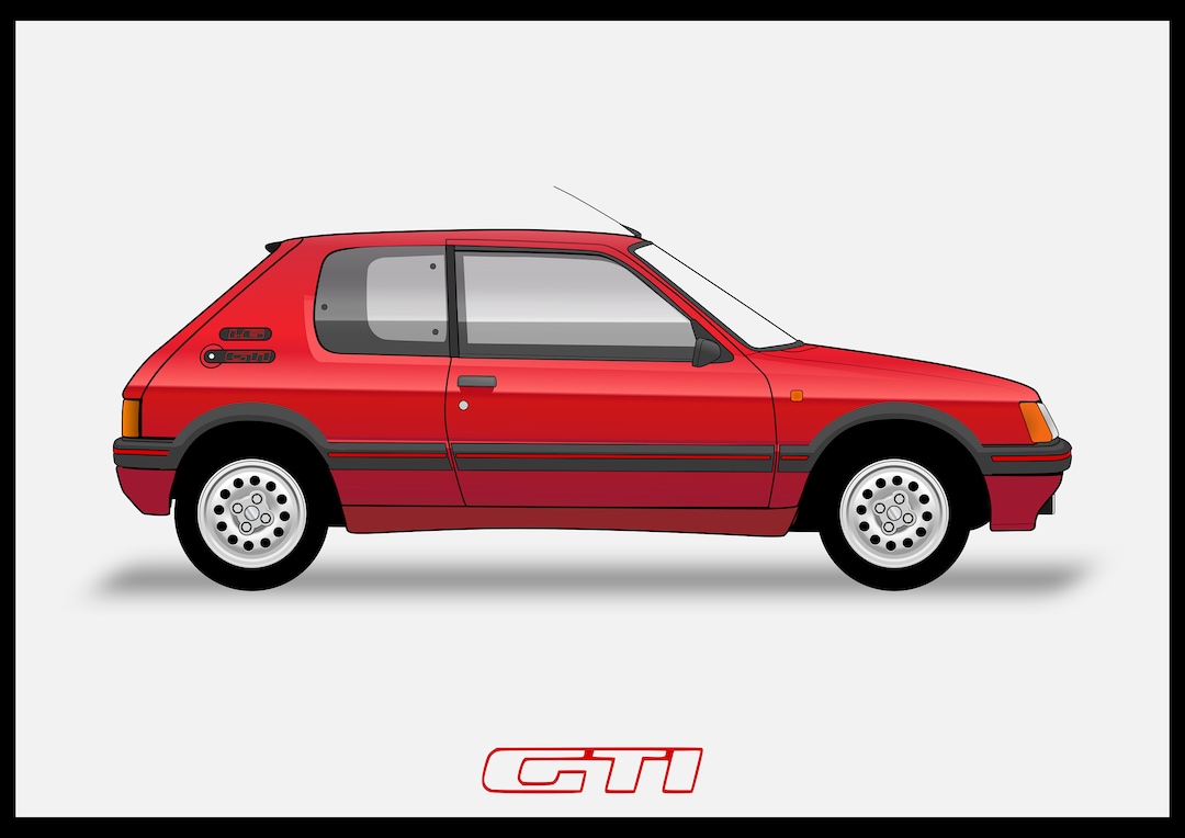 PEUGEOT 205 GTI 1.6 - Colour Vector File Download - .PDF, .svg, .png - Etsy