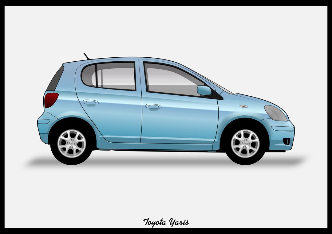 POSTER TOYOTA YARIS Mk1 Vector Art - Etsy