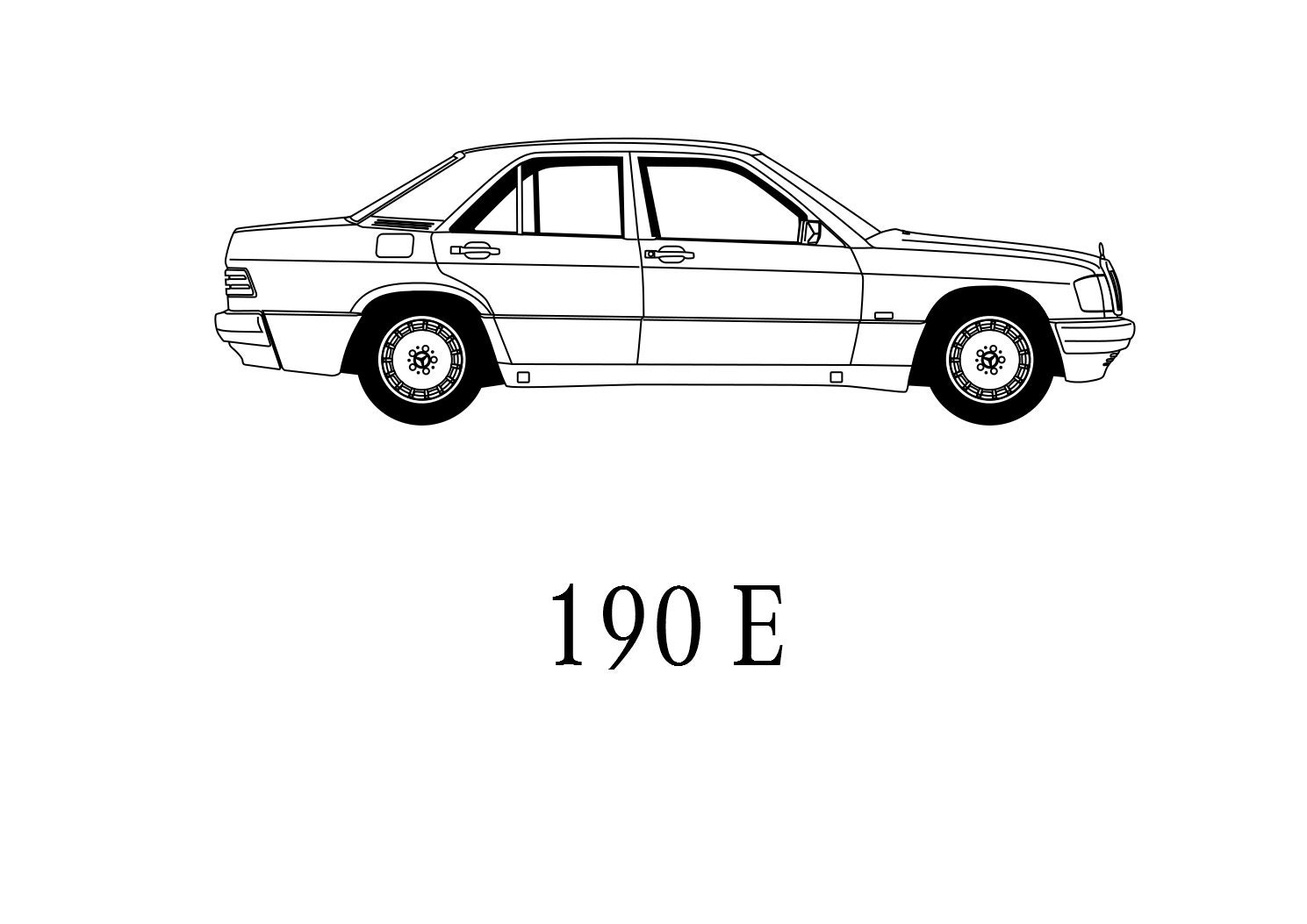 MERCEDES 190E W201 Outline Vector .SVG .pdf .png - Etsy