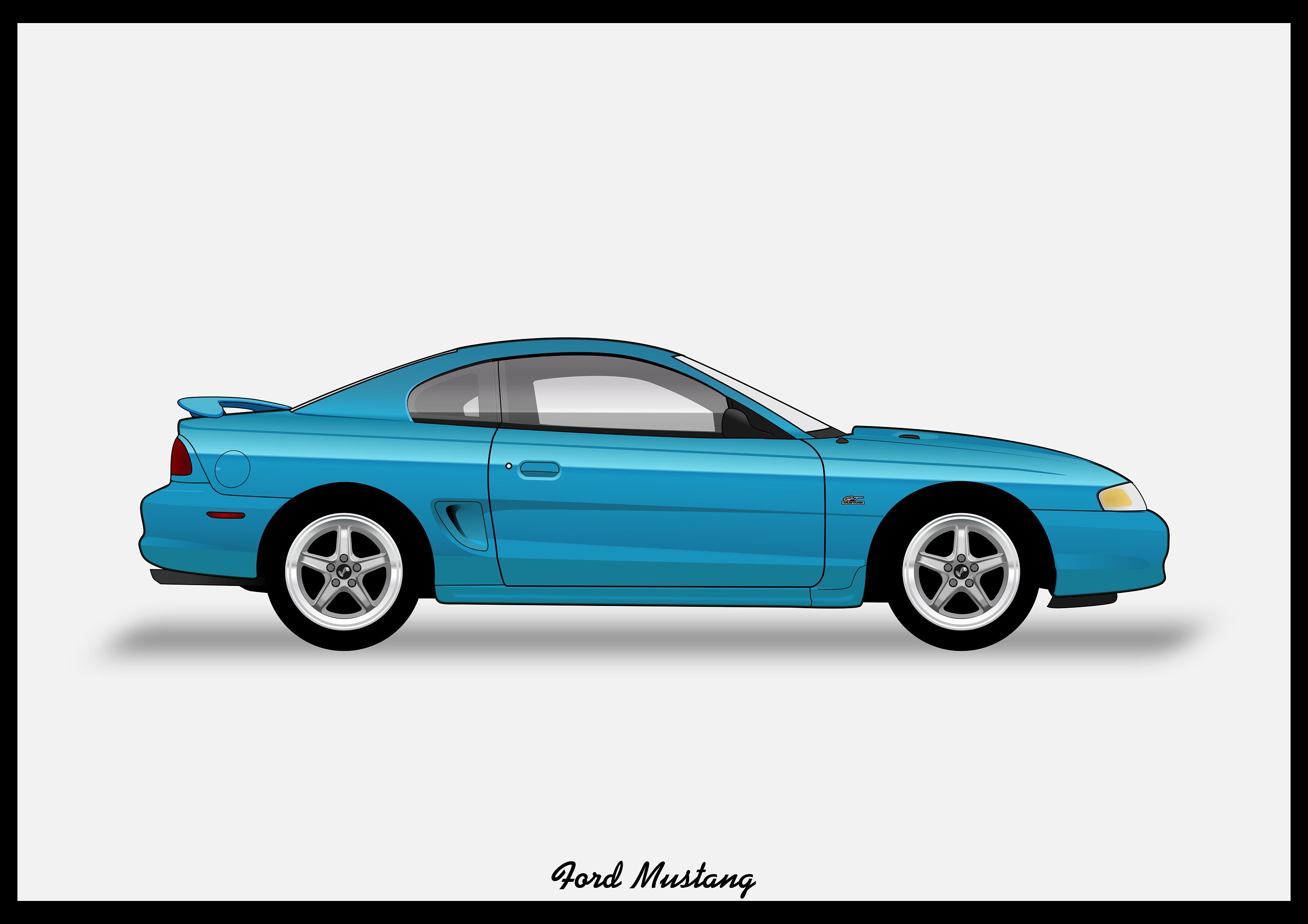 FORD MUSTANG Mk4 Colour Vector File Download .PDF, .svg, .png - Etsy