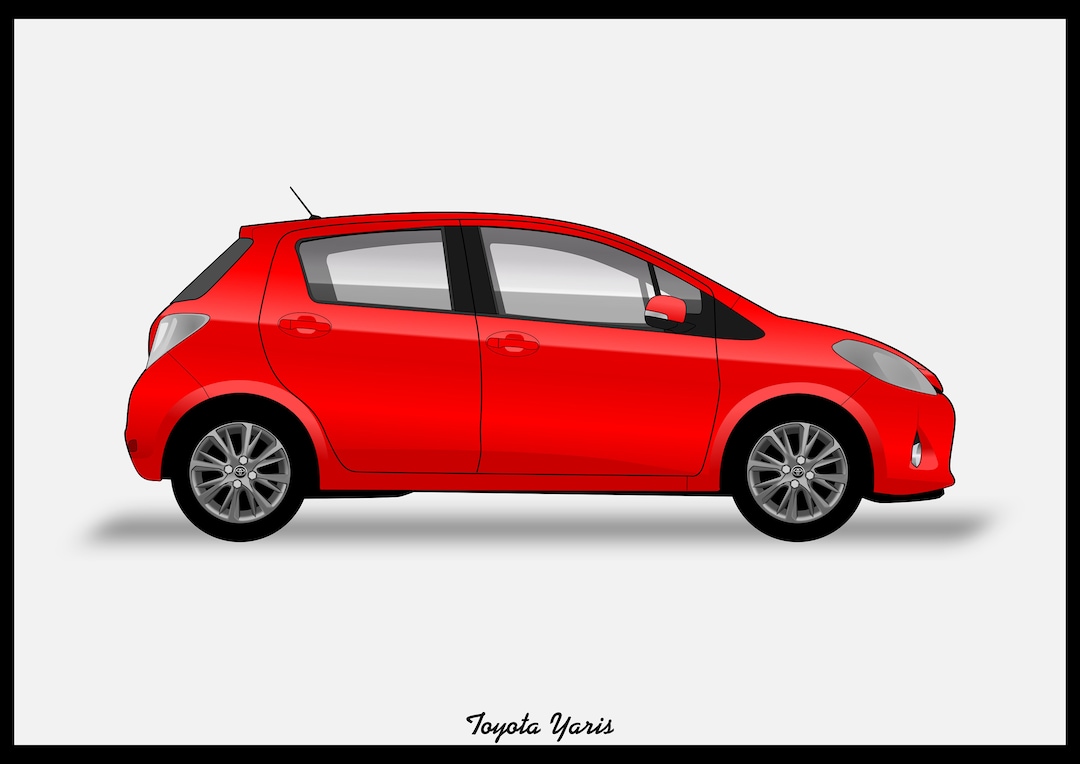 TOYOTA YARIS Mk3 - Colour Vector File Download - .PDF, .svg, .png - Etsy