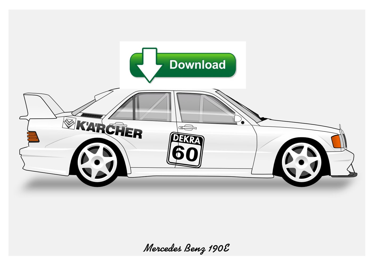 MERCEDES 190E Evo 2 Vector Image - .SVG, .PDF, .png - Etsy UK