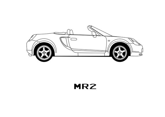 TOYOTA MR2 Outline Vector .SVG .Pdf .Png | Etsy