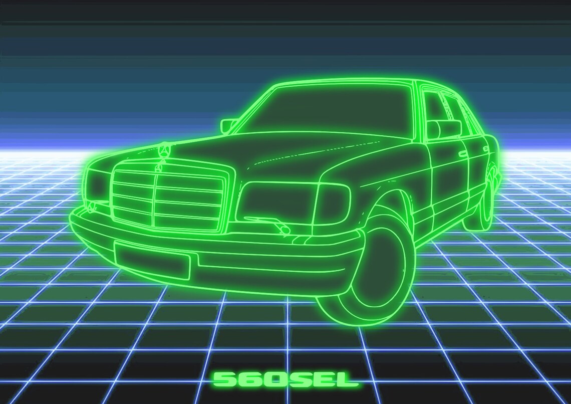 POSTER MERCEDES S-CLASS W126 3D Neon Vector Art Retro Tron - Etsy