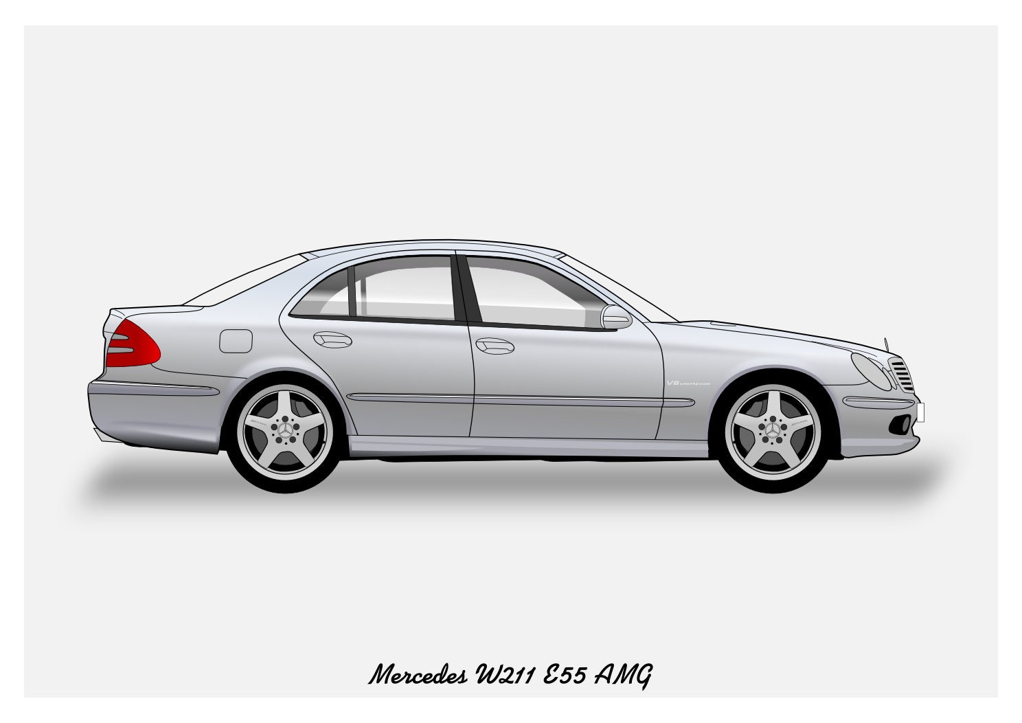 MERCEDES W211 E-class Colour Vector File Download .PDF - Etsy