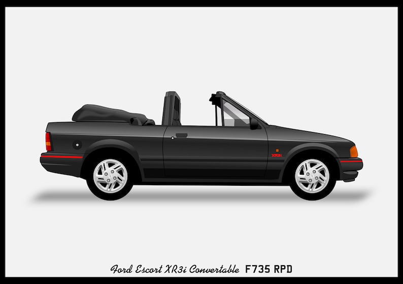 POSTER FORD ESCORT Mk3 Xr3i Convertible Vector Art - Etsy