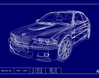 POSTER -BMW E46 M3 - Vector Art - Highly Detailed - Etsy