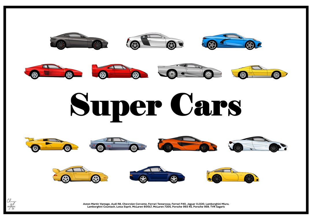 A2 POSTER - SUPER CARS Collection - Etsy