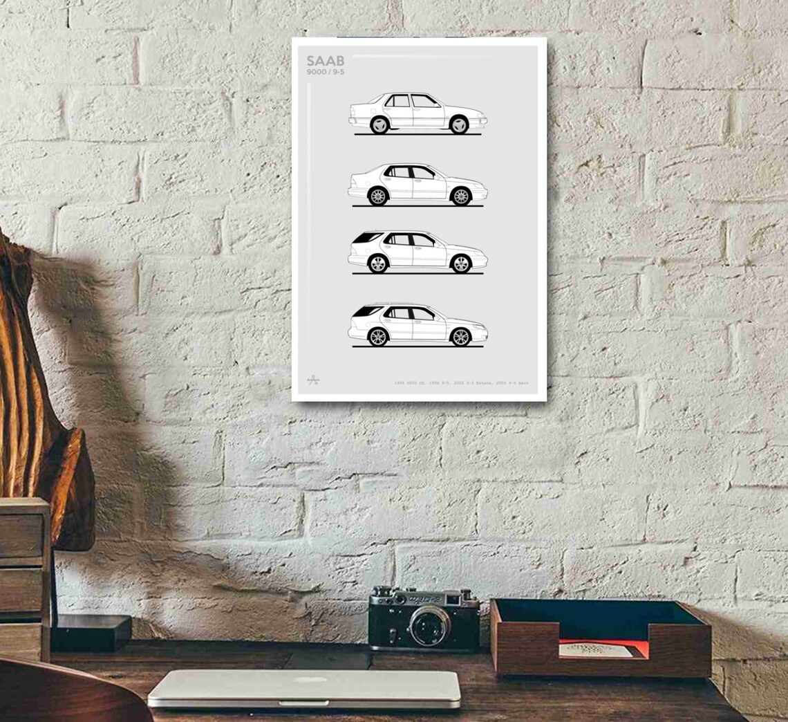 POSTER SAAB EVOLUTION Monotone - Etsy