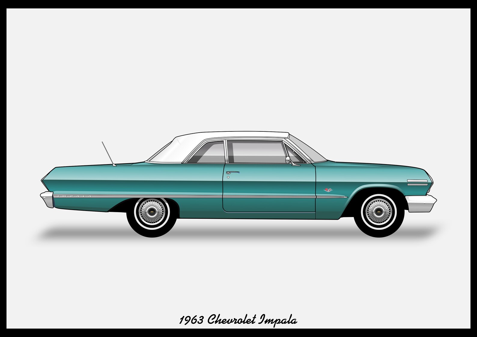 POSTER CHEVROLET IMPALA 1963 Vector Art | Etsy