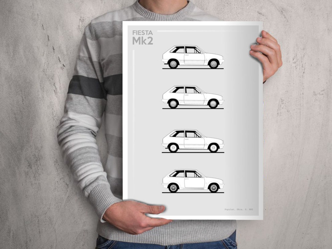 POSTER - FORD FIESTA Mk2 Evolution - Monotone - Etsy