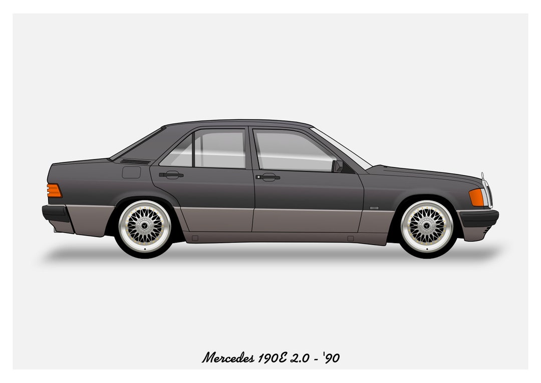 POSTER - Mercedes 190E 2.0 Vector Art W201 - Etsy UK