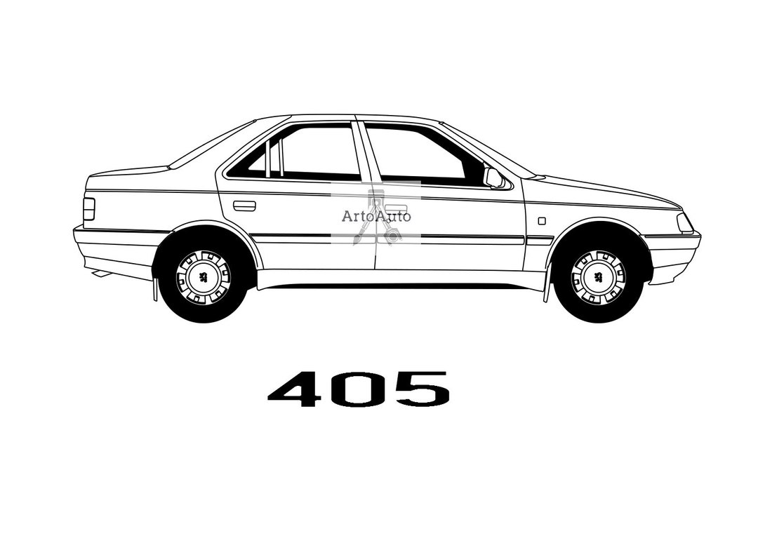 PEUGEOT 405 Outline Vector - .SVG, .pdf, .png - Etsy