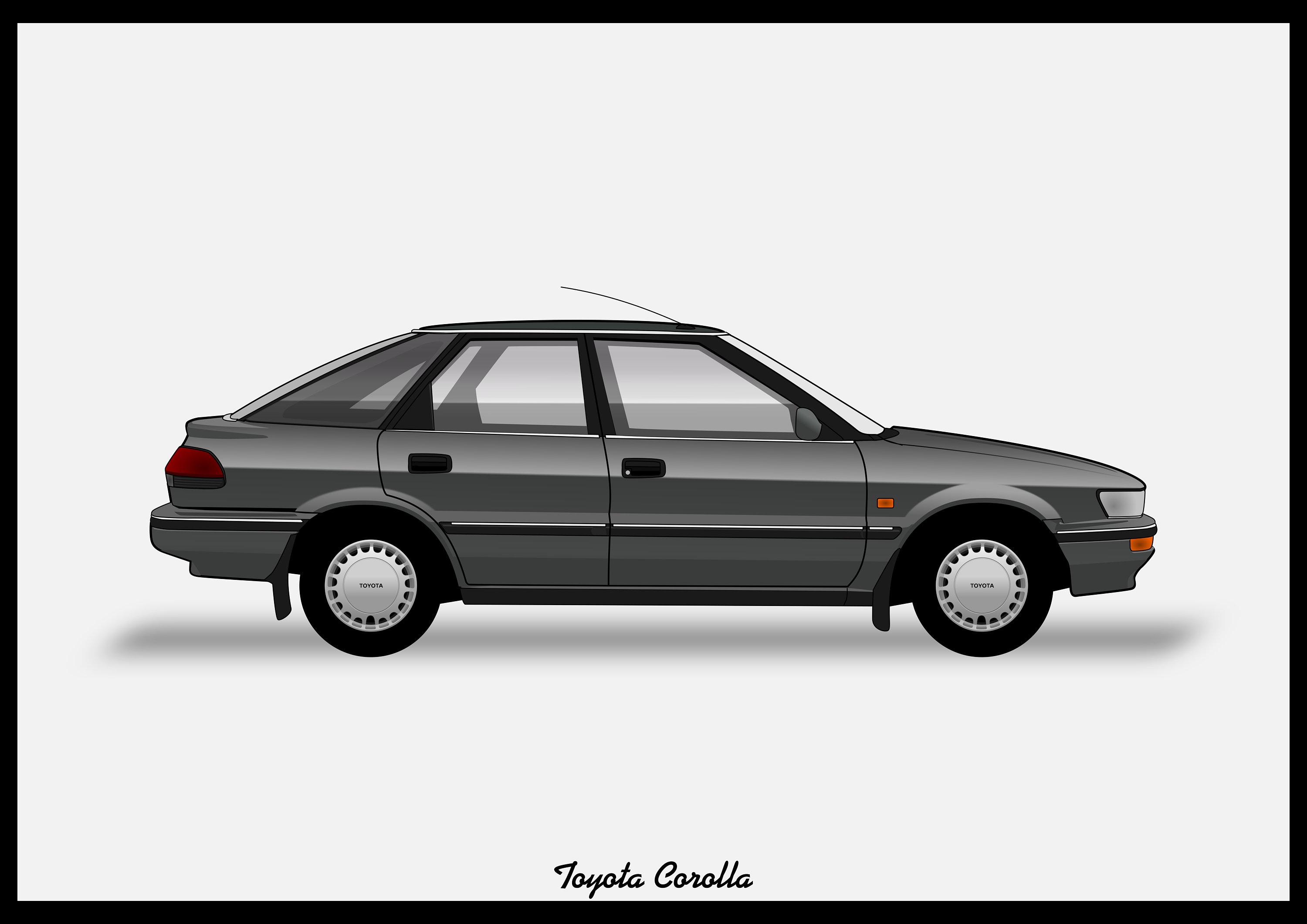 TOYOTA COROLLA Lift Back Colour Vector File Download .PDF - Etsy
